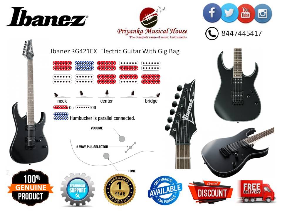 Ibanez RG421EX BKF Electric Guitar With Gig Bag | Priyanka Musical